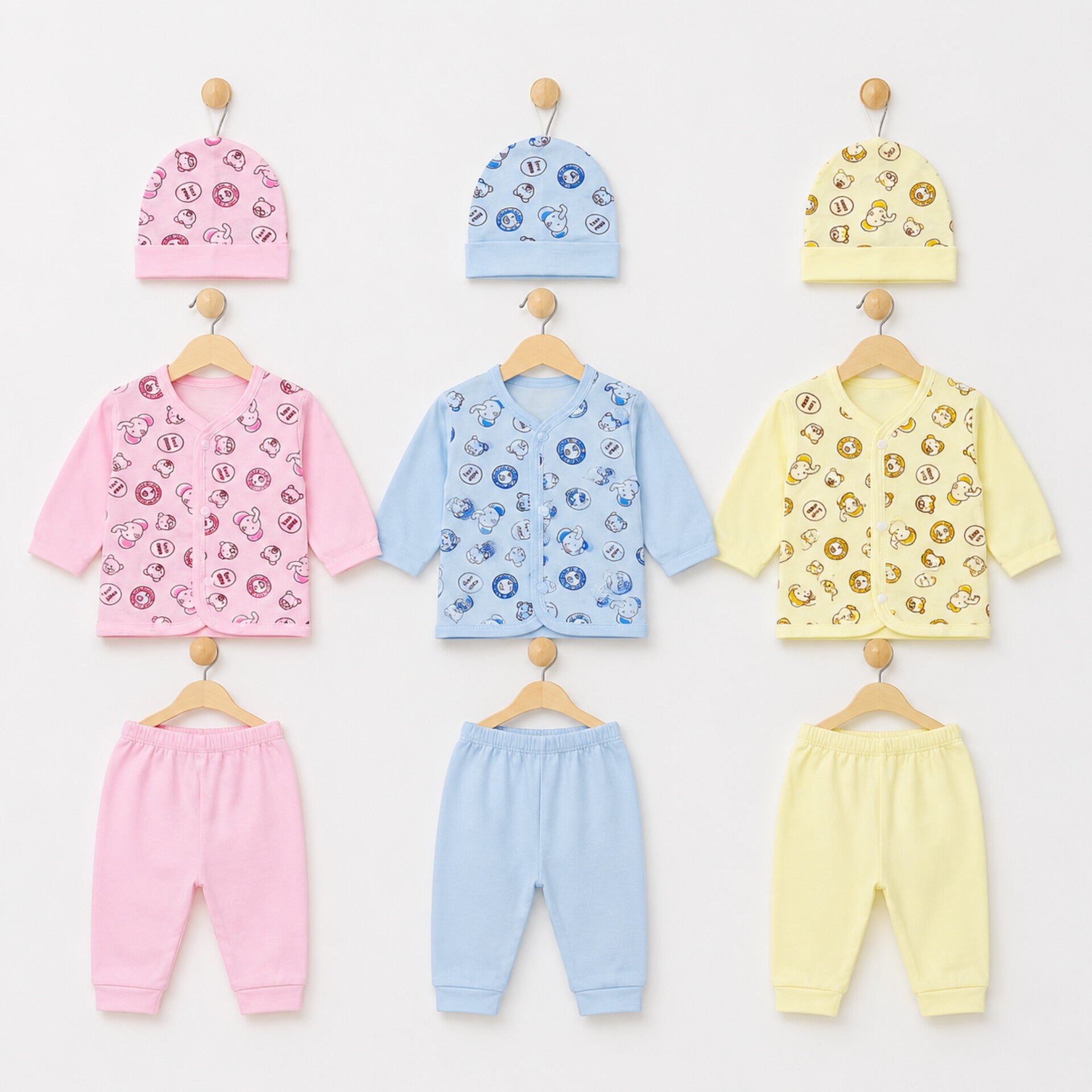 Newborn Cotton Jhabla Set - Pack of 3 - BPY - Love Animal– The Babies Store